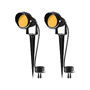 DOREIO 15W Low Voltage Landscape Lights with Wire Connectors, Outdoor Led Landscape Lighting 12V 24V Landscaping Spotlights for Garden Pathway Wall Tree IP66 Waterproof 3000k Warm White Light(2 Pack)