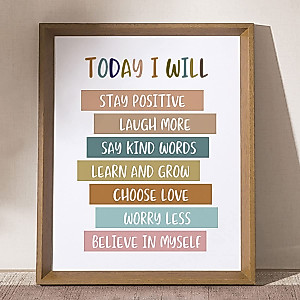 Today I Will, Positive Art Print, Kids Room Decor, Kids Affirmation Art, Nursery Decor, Kids Wall Art, Homeschool Art, Affirmation Print, 8x10 inch - UNFRAMED