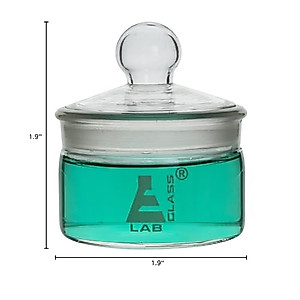 EISCO Weighing Bottle, Low Form, 50ml capacity, Borosilicate Glass with Interchangeable Ground Stopper Labs