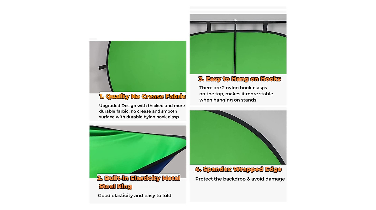 Portable Double-Sided Green Screen for Streaming & Videos