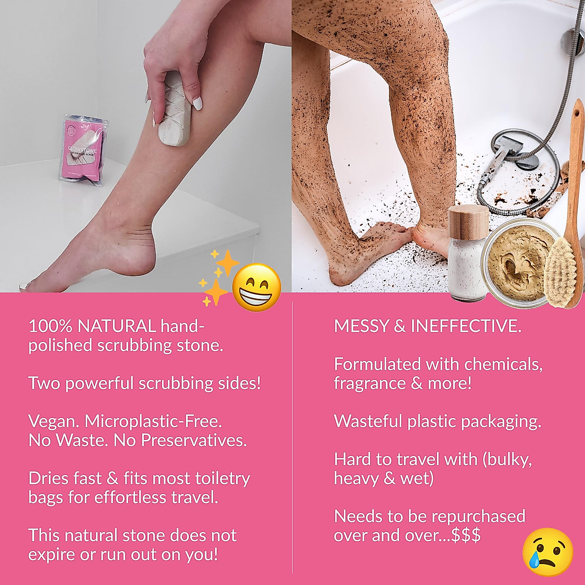 GET EVEN LEG SCRUB - Ingrown Hair Treatment For Women, Strawberry Legs Treatment, Natural Dead Skin Remover & Foot Scrub Exfoliator For Dry Skin and KP. Glowstone | Glow Stone