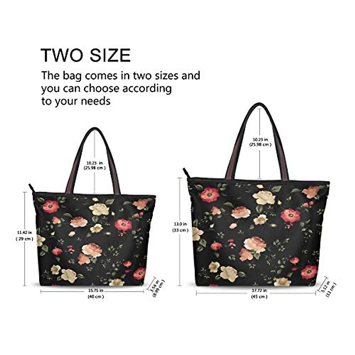 QMXO Floral Flower Rose Leaves Handbags and Purse for Women Tote Bag Large Capacity Top Handle Shopper Shoulder Bag