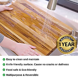BEEFURNI Teak Wood Cutting Board with Hand Grip, Wooden Cutting Boards for Kitchen Medium, Chopping Board Wood, Gifts for Mom, Mothers Day Gifts, (Medium, 20 x 15 x 1.25 inches)