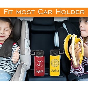 Customized Kids Water Bottle 20oz with Flip-Top Lid and Straw, Personalized Stainless Steel Insulated Flask Sports Kids Thermos Name Engraved for Birthday Boys Girls Kids Custom Gift (Navy Blue)