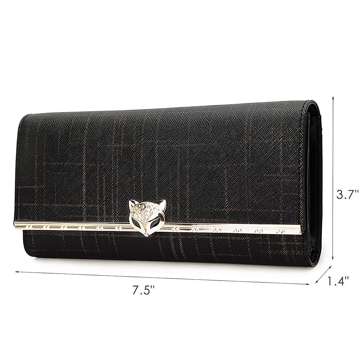 FOXER Women Leather Trifold Wallet Long Clutch Wallet with Zipper Pocket for Ladies, Black, One Size