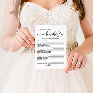 Your Main Event Prints Bridal Shower Games Who Knows The Bride Best, Fun Activities for Weddings, Bridal Showers and Bachelorette Parties (White)