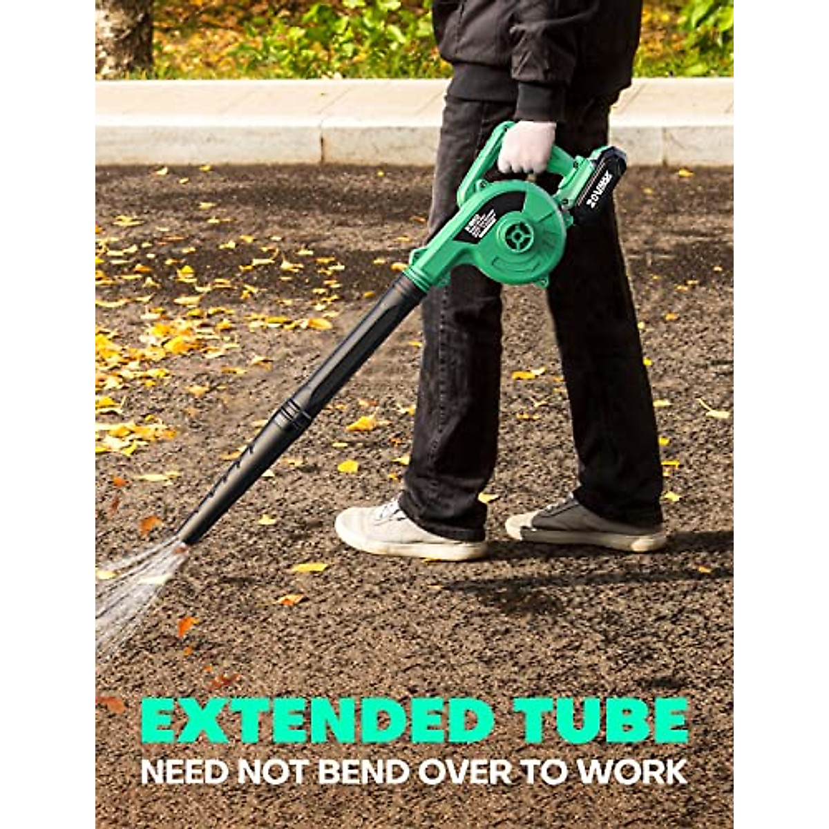 KIMO Cordless Leaf Blower & Vacuum, 2-IN-1 20V Leaf Blower Cordless with Battery and Charger, 150CFM Lightweight Mini Cordless Leaf Vacuum, Handheld Electric Blowers for Lawn Care /Dust/Pet Hair