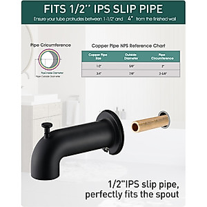 LOCALAND Slip-On Extra Long Tub Spout with Diverter, 1/2 Inch Slip Fit Connection,Matte Black