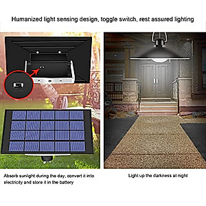 Solar Ceiling Light, Hanging Solar Light, Solar Pathway Light, LED Solar Lamp with Solar Panel IP65 Waterproof Ceiling Lamp Garden Light for Outdoor Courtyard