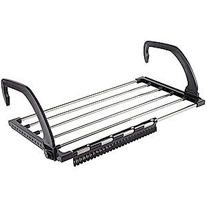 ZyHMW Clothes Airer Balcony Drying Rack Stainless Steel Folding Hanging Window Shoes Rack Adjustable Portable Outdoor Airer Clothes Towel Storage，Folding Airer (Color : S Square Tube Gray)