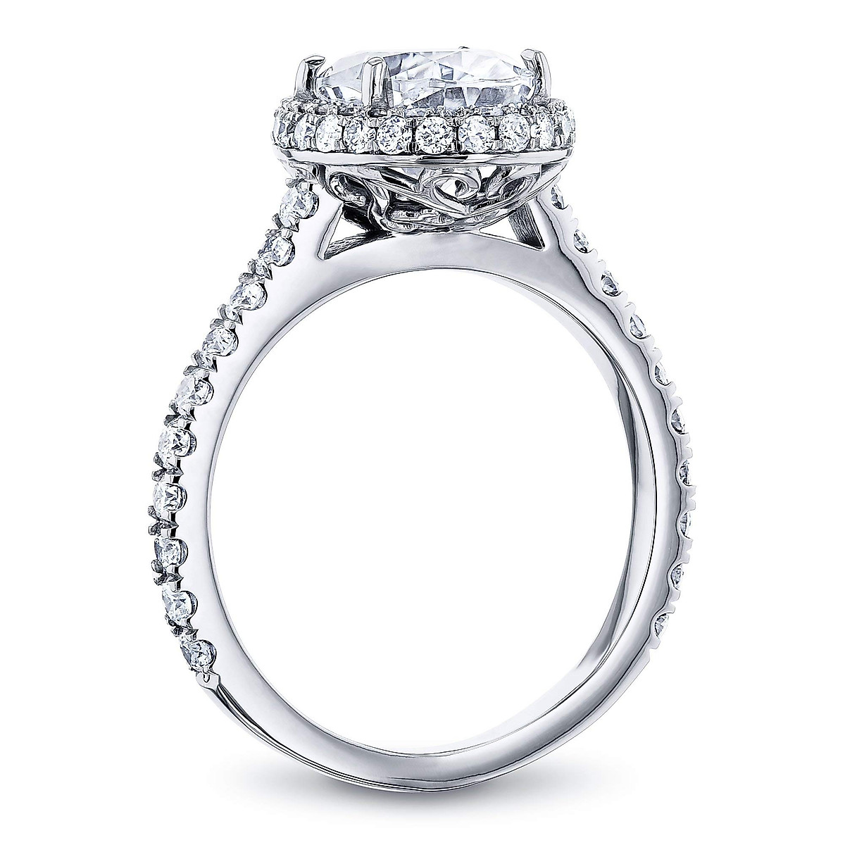 Kobelli Oval Moissanite Drop Halo Ring, White Gold, 9