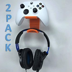 3D Cabin Xbox Controller Wall Mount & Headphone Holder Hanger Bracket (2 Pack) for Xbox Series X/Series S/One/One S/One X Remote Orange x 2