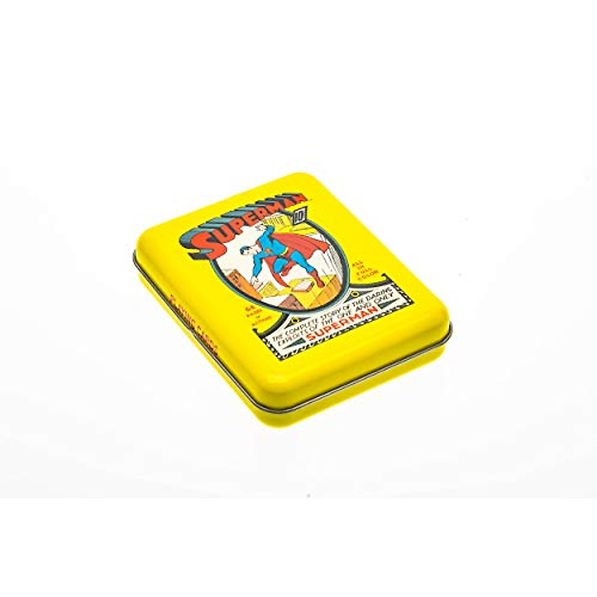 Cartamundi DC Comics Superman Retro Playing Cards, 55 Vintage Style Superman Playing Cards in Embossed Metal Tin, Great Gift for Any Superhero Fan!