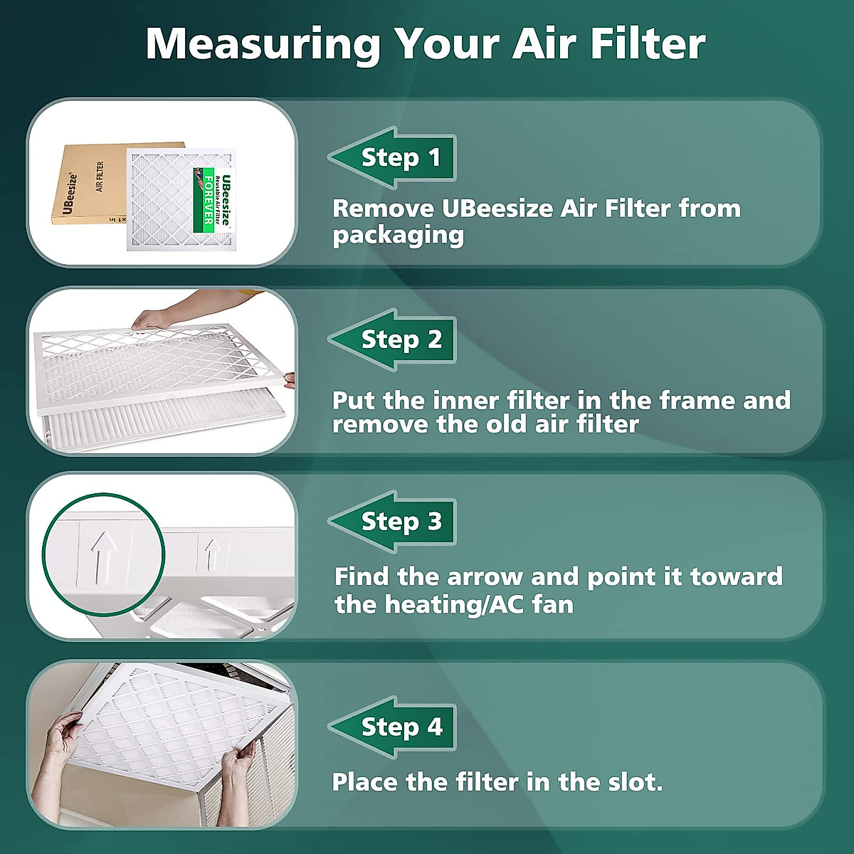 UBeesize Reusable Air Filter 14x20x1(9-Pack), MERV 8 MPR 700 AC/HVAC Furnace Air Filters,Deep Pleated Air Cleaner,1x Reusable Plastic Frame+9 x Filter Replacements,Breathe Fresher Home And Office