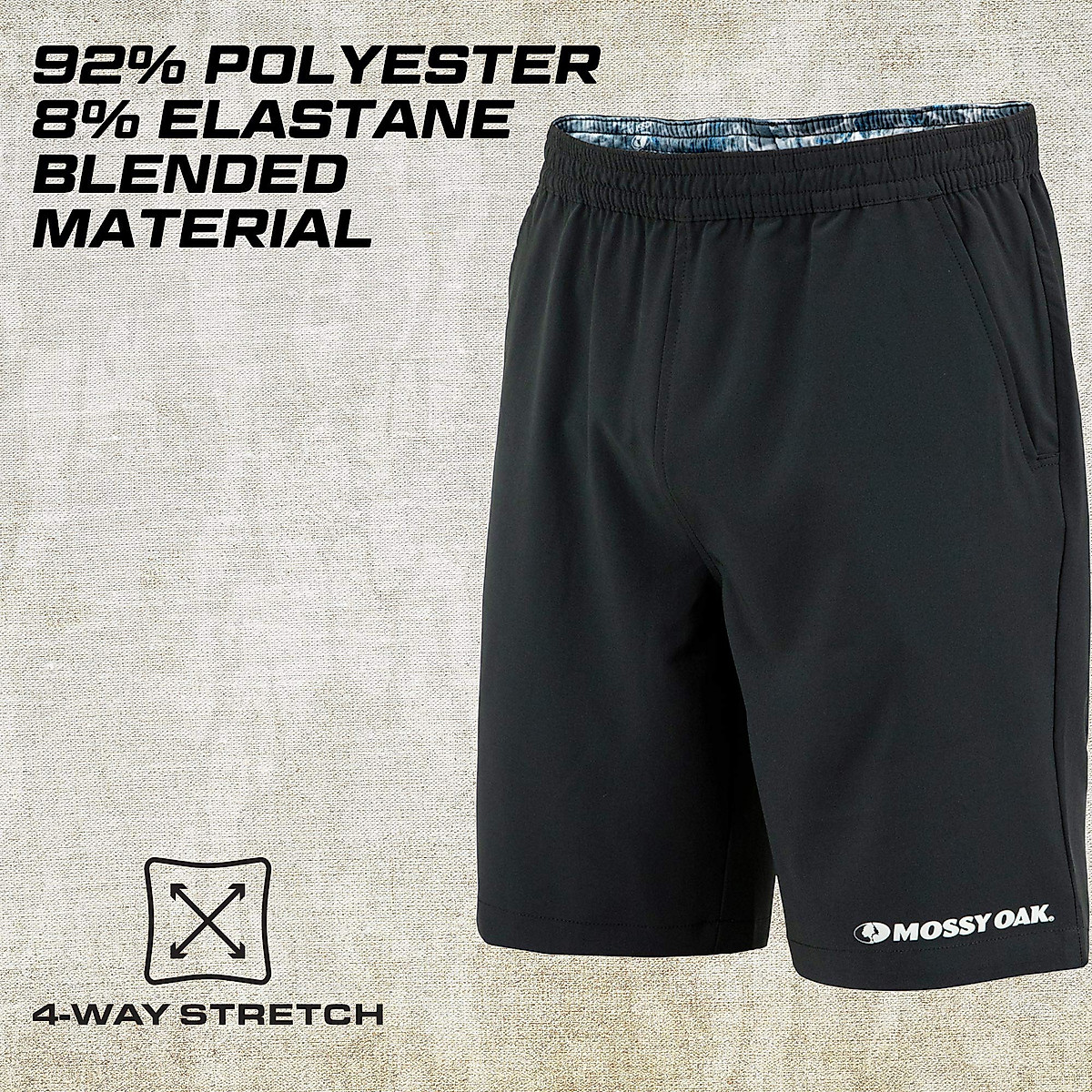 Mossy Oak Standard Men's Lounge Comfy Gym Shorts with Pockets, Mo Blue, Large