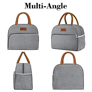 Coobiiya Lunch box for Women/Men/Adult, Lunch Box Lunch Bag Women, Small Leakproof Cute Lunch Tote Large Capacity Reusable Insulated Cooler Lunch Container for Work/Office/Picnic/Beach-Grey