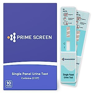 Prime Screen [10 Pack] Nicotine Tobacco Cotinine Urine Test Kit - Urine Dip Card Testing Cotinine from Smoking - WCOT-114
