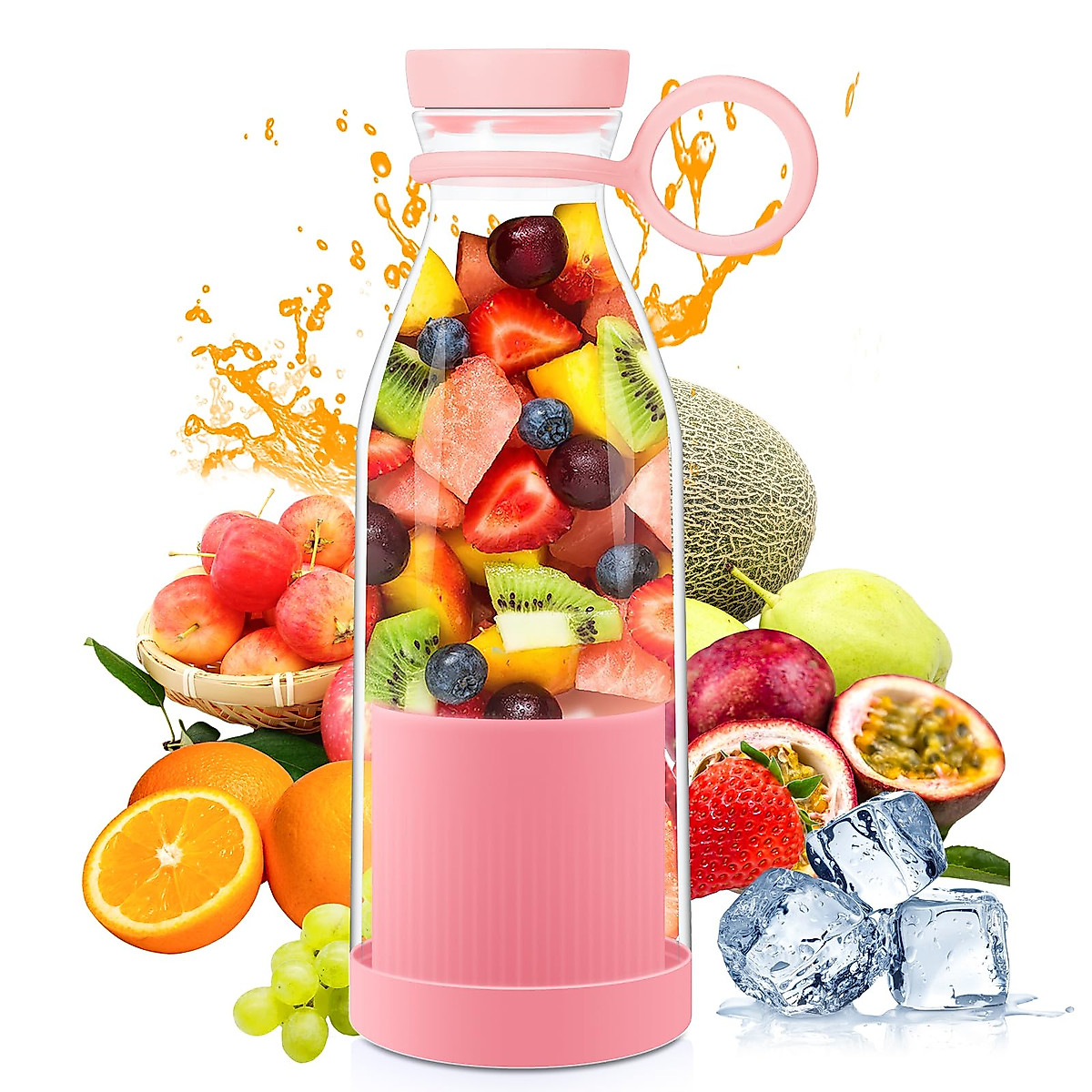1pc 420ml Personal Size Blender, Portable Blender, Battery Operated USB Blender, Smoothies & Shakes (pink)