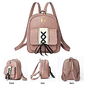 RUIQIA Mini Backpack Purse for Girls Pink Small Travel Backpack for Women School Backpacks for Teen Girls Waterproof Backpack Set PU Leather Backpack for Women Shoulder Bags Ladies