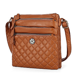 Angel Kiss Crossbody Bag for Women Large Shoulder Bag Skin- friendly Washed Leather Purse with Multi Pockets
