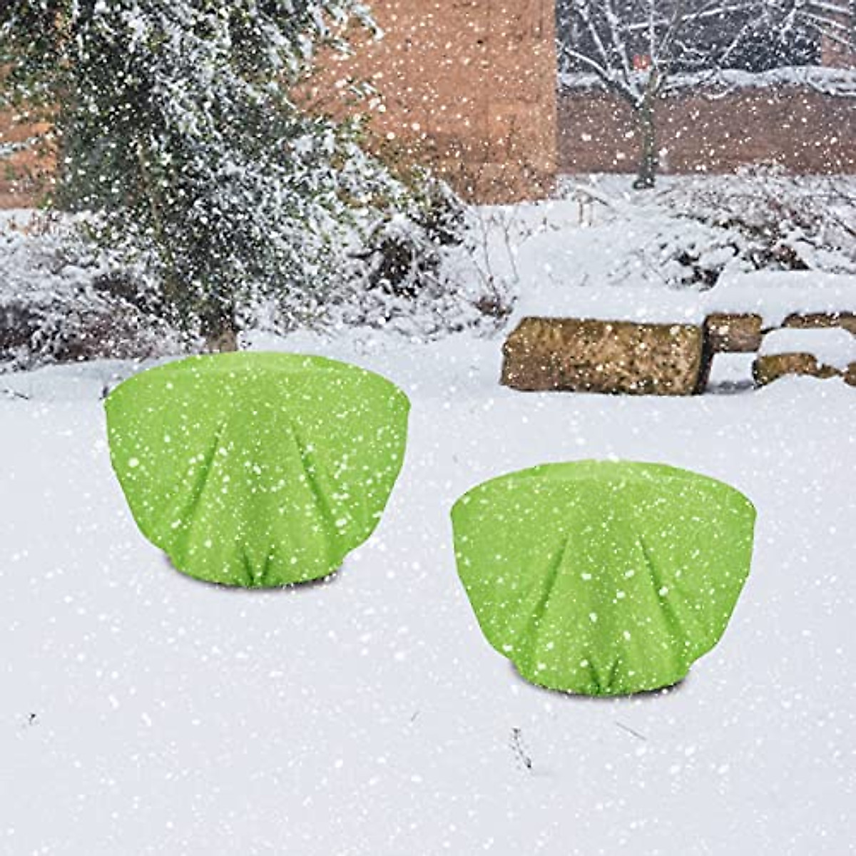 ANPHSIN 3 Pcs Green Plant Freeze Protection Covers- 39.3 × 19.6 Inch Horizontal Shrub Tree Plant Protection Wraps Covers Bags Frost Blanket with Drawstring for Winter Outdoor Garden Plants