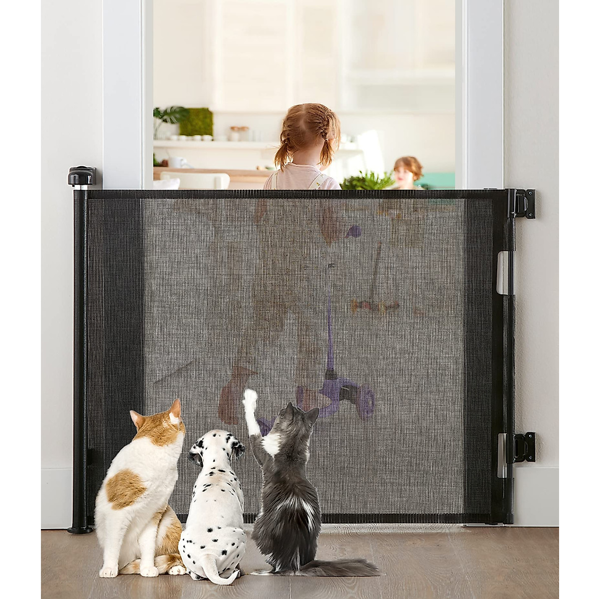 Cumbor 36" Extra Tall, 29.7"- 46" Width Baby Gate for Dogs and Kids & Cumbor 33" Tall, 0"-55" Width Retractable Baby Gate for House, Stairs, Doorways