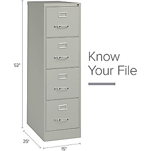 Pemberly Row 4 Drawers 52" Vertical Gray Metal Filing Cabinet Lockable Pre-Assembled Stationary Legal/Letter Size for Home, Office