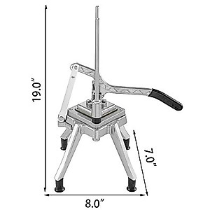 Happybuy Commercial Vegetable Fruit Chopper 1/4″ Blade Heavy Duty Professional Food Dicer Kattex French Fry Cutter Onion Slicer Stainless Steel for Tomato Peppers Potato Mushroom, Silver