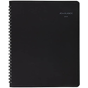 AT-A-GLANCE 2023 Monthly Planner, QuickNotes, 7" x 8-3/4", Medium, Monthly Tabs, Pocket, Black (760805)