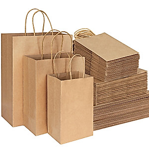 TOMNK 90pcs Brown Paper Bags with Handles Assorted Sizes Gift Bags Bulk,Goodie Bags, Kraft Paper Bags for Business, Shopping Bags, Retail Bags, Party Bags, Merchandise Bags, Favor Bags