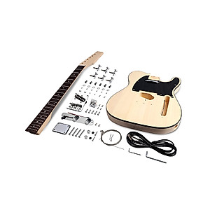 Sunsmile DIY Electric Guitar Kit Tele Style Guitar Kits Beginner Kits with Basswood Body Hard Maple Neck Chrome Hardware Right Handed Build Your Own Guitar.
