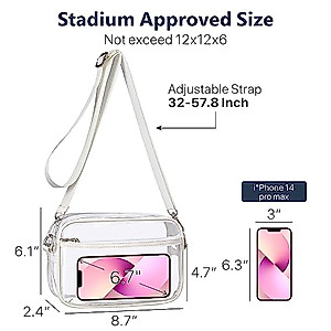 PACKISM Clear Purses for Women Stadium - Clear Bag Stadium Approved Crossbody Bag with Adjustable Strap for Concerts Sporting Events, White