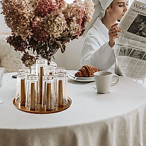 luckymeet Cup Drying Rack with Drain Tray,Drinking Glass and Sports Bottle Drainer Stand,Plastic Mug Tree Cup Stand Tray Holder for Kitchen, Brown