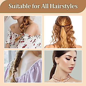 40 PCS Boho Hair Ties, Hair Tie Bracelets for Women, 4 Styles Brown Hair Ties No Damage, Boho Hair Accessories for Teen Girls' Ponytail Holders
