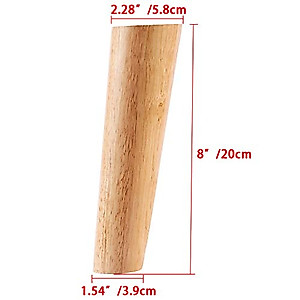 Sanbege 8" Furniture Legs with Mounting Plates Set of 4, Solid Wood Replacement Feet for Sofa, Couch, Armchair, Ottoman, Coffee Table, Cabinet, Bed, Dresser