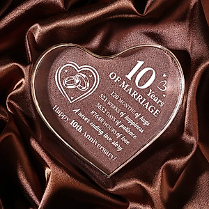 Milcier 10 Year Anniversary Present, Romantic 10th Anniversary Keepsake 3.9x3.9 Inch, Ten Years Anniversary Wedding Gifts for Husband Wife Her Him, 10th Anniversary Marriage Gifts for Men Women