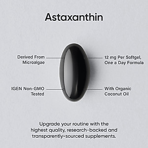 Sports Research Triple Strength Astaxanthin 12mg with Organic Coconut Oil - Antioxidant Supplement, Non-GMO Verified & Gluten Free - 60 Softgels