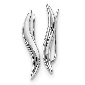 14K White Gold Unique Ear Climber Earrings - 23mm x 3mm