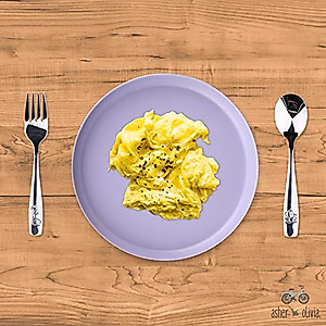 Bamboo Plates for Kids and Toddlers – 12 Pack Bamboo Toddler Plates & Stainless Steel Silverware Set – 8 Inch Bamboo Kids Plates – Eco-Friendly Kids Bamboo Plates – Dishwasher Safe