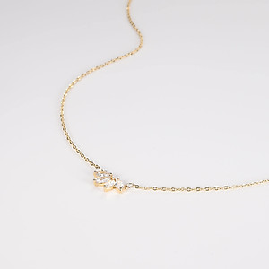 HANLI 14K Gold Plated Marquise CZ Necklace for Women - Dainty Gold, Simple Everyday Elegant Jewelry