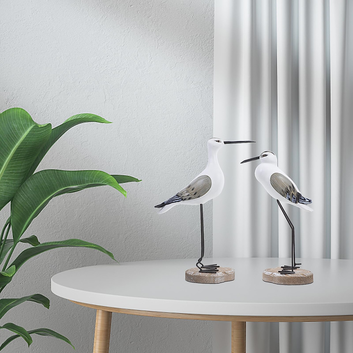 EXCEART 2pcs Seagull Statues Garden Bird Sculpture Wooden Seabirds Figurine Nautical Sculpture Desktop Coastal Decorartion Home Table Centerpiece