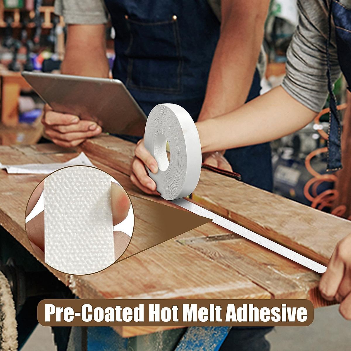 GZDUCK Melamine Edge Banding, 3/4 inch x 25ft White Edge Banding with Hot Melt Adhesive Pre-glued Cabinet Edge Banding Flexible White Veneer Edging for Plywood Furniture Table