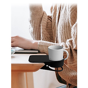 Kalolary Drinking Cup Holder Clip- Chair and Table Bottle Cup Stand The DIY Glass Clamp Storage Saucer Clip Water Coffee Mug Holder Saucer Clip Design for Home & Office, Black