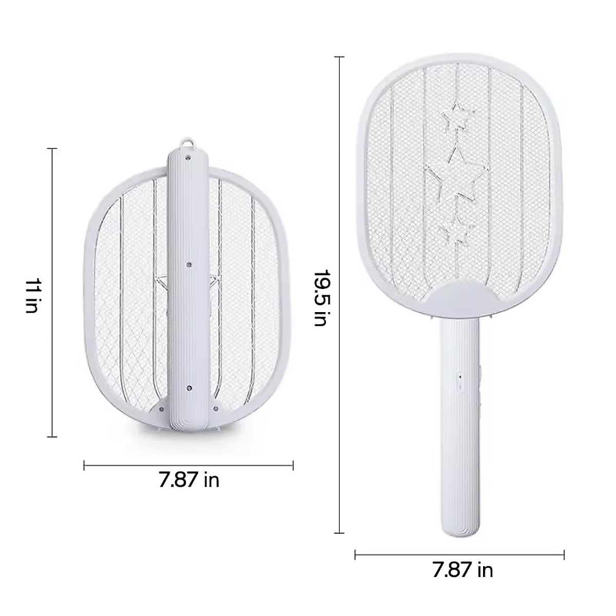 Electric Fly Swatter Rechargeable - Foldable Hand Held Bug Zapper Racket - Fly Swatter Electric - Powerful Instant Insect Killer - USB Rechargeable Portable Fly Zapper - Indoor Outdoor Pest Control