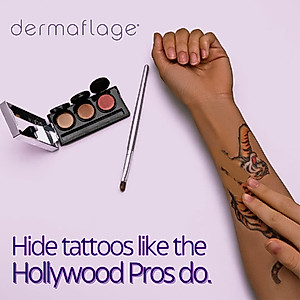 Dermaflage Tattoo Cover Up Bruise Full Coverage Concealer - Waterproof, Smudge & Sweat Proof Body Concealer Cream Palette Pro SFX - 3 Color Shades for Scars, Acne (Light Tan)