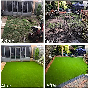 Petgrow Thick Artificial Grass 5 x 10ft,0.7Inch Pile Height Green Soft Fake Faux Grass Turf Mat,Indoor Outdoor Garden Dogs Pet Synthetic Grass Carpet Doormat, Rubber Backed with Drainage Holes