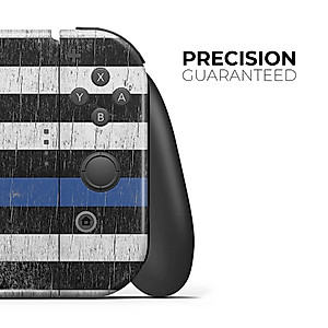 Design Skinz - Compatible with Nintendo Switch Console + Joy-Con - Skin Decal Protective Scratch-Resistant Removable Vinyl Wrap Cover - Distressed Wood Patriotic American Flag with Thin Blue Line