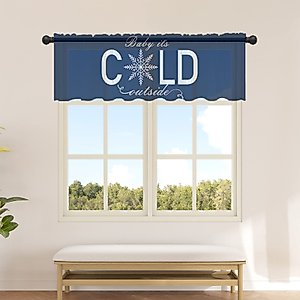 AmbeHome Sheer Valances for Windows Kitchen Curtains Valances, Christmas Window Valances Rod Pocket Curtain Valances for Living Room Bedroom Kitchen Cafe, 54x18in Cold Winter Snowflakes Blue Backdrop