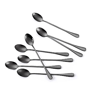 KYA23 Golden Titanium Knife Set with Acrylic Stand + KYA59 Titanium Coated Stainless Steel Long Handle Spoons