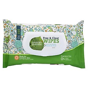 Seventh Generation Free and Clear Baby Wipes Travel Pack, 30 Count (Pack of 12)